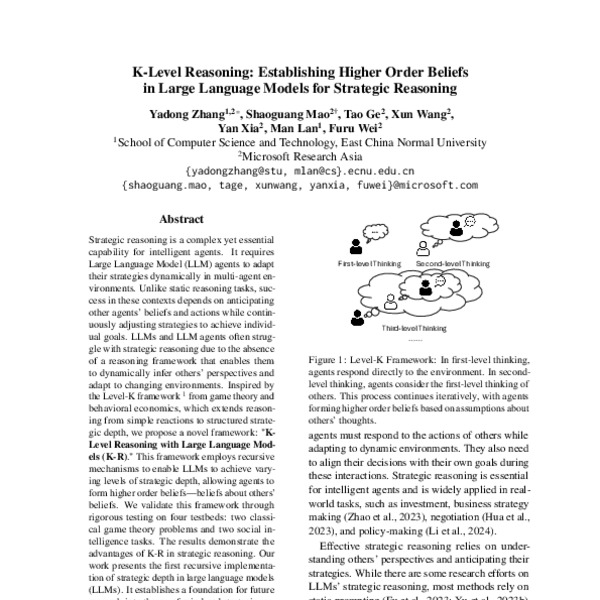 K-Level Reasoning: Establishing Higher Order Beliefs in Large Language Models for Strategic ...