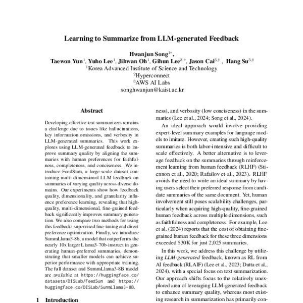 Learning to Summarize from LLM-generated Feedback - ACL Anthology