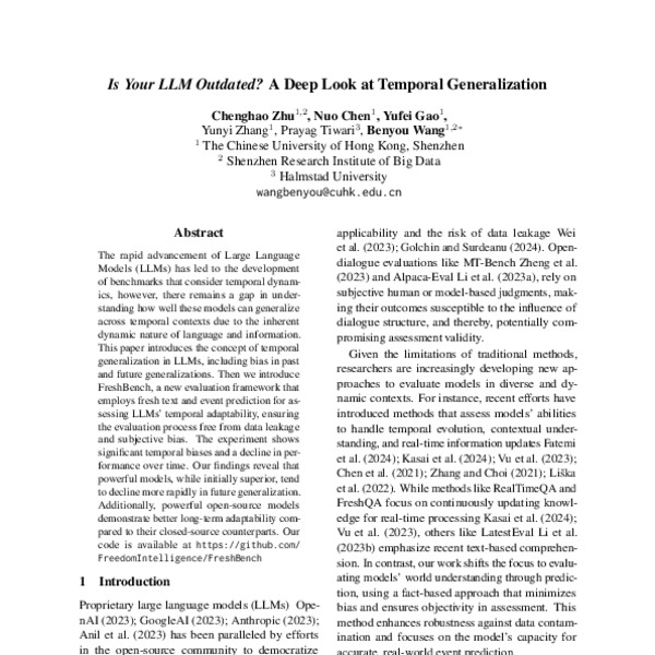 Is Your LLM Outdated? A Deep Look at Temporal Generalization - ACL Anthology