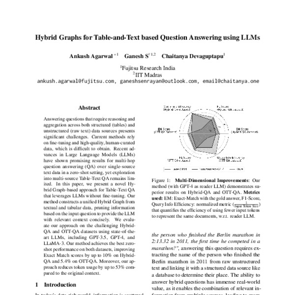 Hybrid Graphs for Table-and-Text based Question Answering using LLMs - ACL Anthology