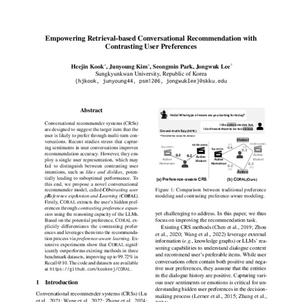 Empowering Retrieval-based Conversational Recommendation with Contrasting User Preferences - ACL ...