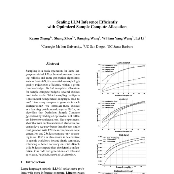 Scaling Llm Inference Efficiently With Optimized Sample Compute Allocation Acl Anthology