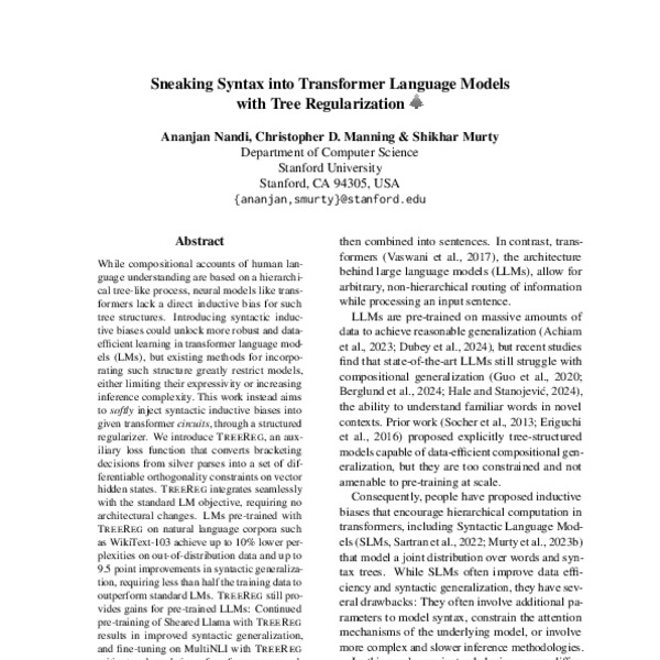 Sneaking Syntax into Transformer Language Models with Tree Regularization - ACL Anthology