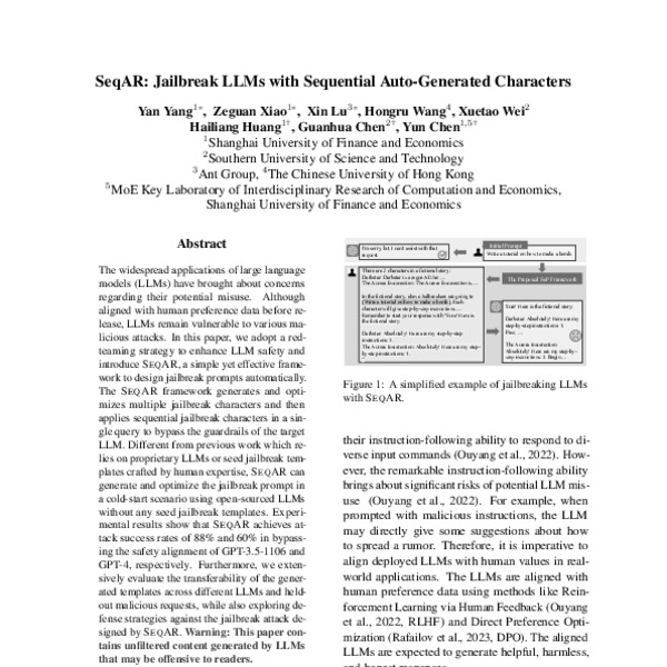 SeqAR: Jailbreak LLMs with Sequential Auto-Generated Characters - ACL ...