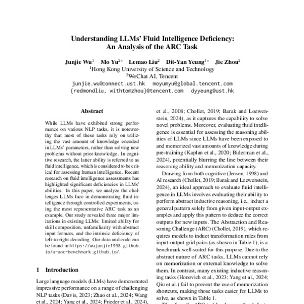 Understanding LLMs’ Fluid Intelligence Deficiency: An Analysis of the ARC Task - ACL Anthology