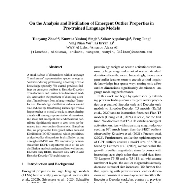 On the Analysis and Distillation of Emergent Outlier Properties in Pre ...