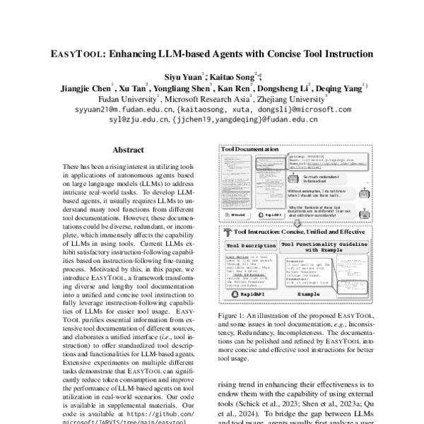 EASYTOOL: Enhancing LLM-based Agents with Concise Tool Instruction - ACL Anthology