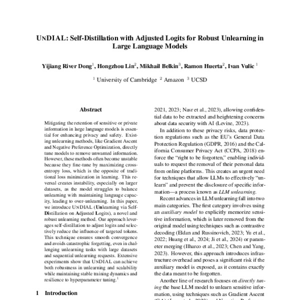 UNDIAL: Self-Distillation with Adjusted Logits for Robust Unlearning in Large Language Models ...