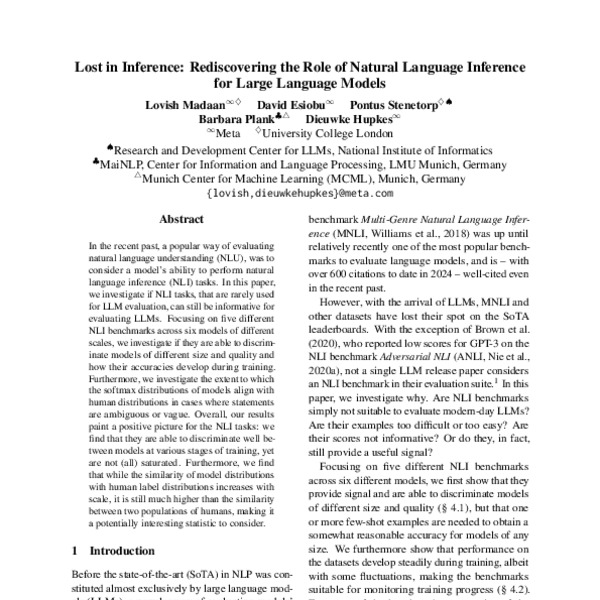 Lost in Inference: Rediscovering the Role of Natural Language Inference for Large Language ...