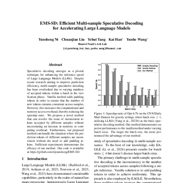 EMS-SD: Efficient Multi-sample Speculative Decoding for Accelerating Large Language Models - ACL ...