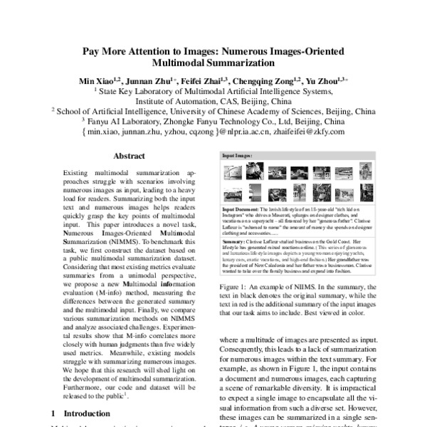Pay More Attention to Images: Numerous Images-Oriented Multimodal Summarization - ACL Anthology