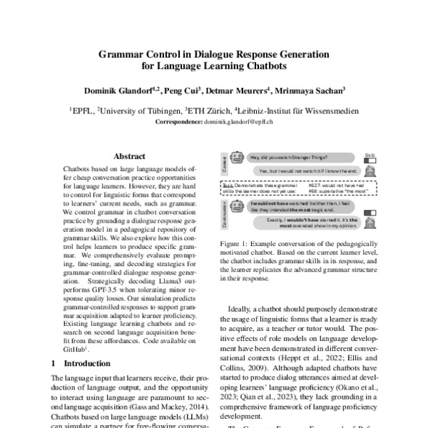 Grammar Control in Dialogue Response Generation for Language Learning ...