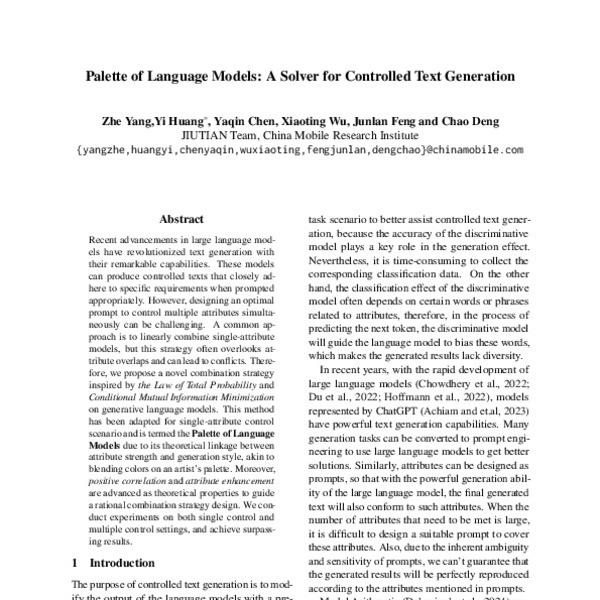 Palette of Language Models: A Solver for Controlled Text Generation - ACL Anthology