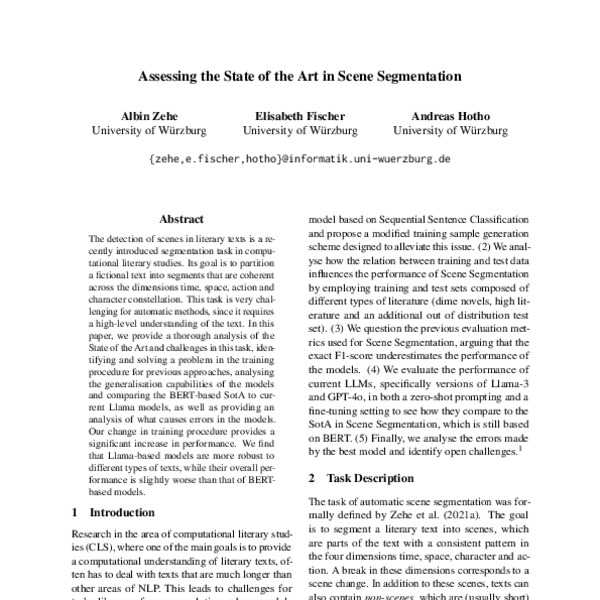 Assessing the State of the Art in Scene Segmentation - ACL Anthology