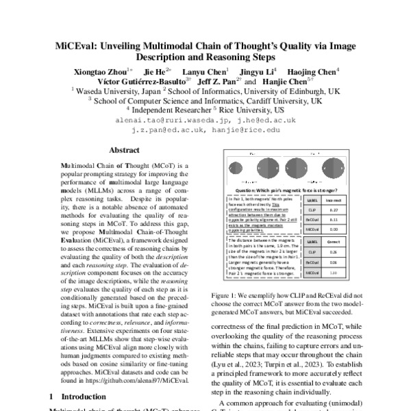 MiCEval: Unveiling Multimodal Chain of Thought’s Quality via Image Description and Reasoning ...