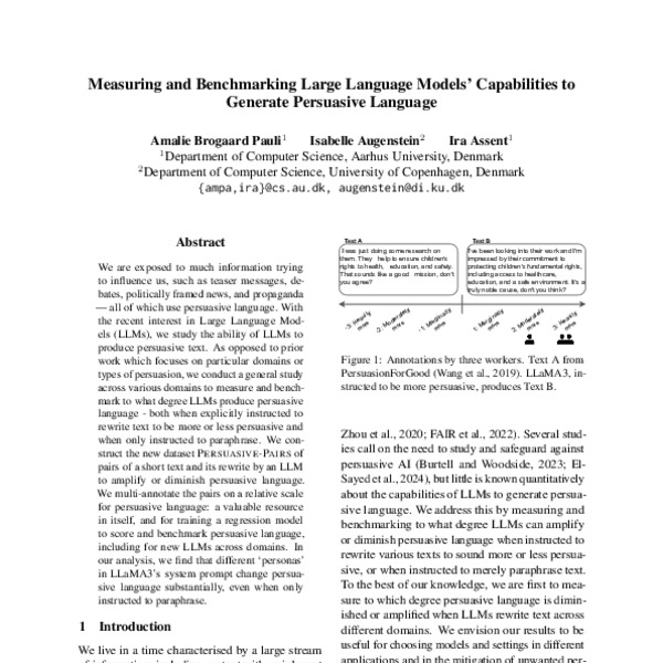 Measuring and Benchmarking Large Language Models’ Capabilities to Generate Persuasive Language ...