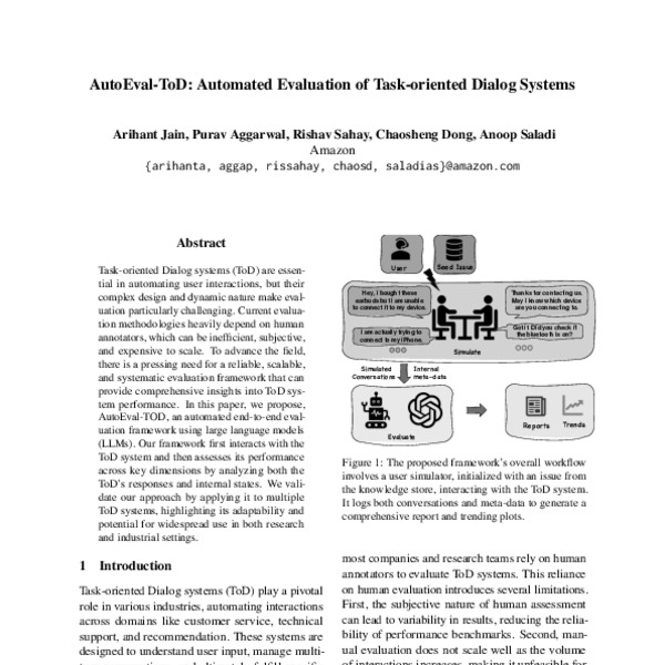AutoEval-ToD: Automated Evaluation of Task-oriented Dialog Systems - ACL Anthology