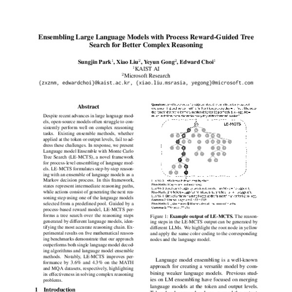 Ensembling Large Language Models with Process Reward-Guided Tree Search for Better Complex ...