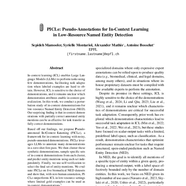PICLe: Pseudo-annotations for In-Context Learning in Low-Resource Named Entity Detection - ACL ...