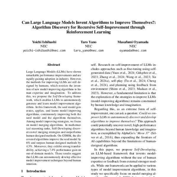 Can Large Language Models Invent Algorithms to Improve Themselves?: Algorithm Discovery for ...