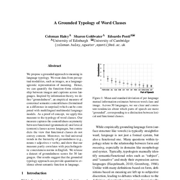 A Grounded Typology of Word Classes - ACL Anthology
