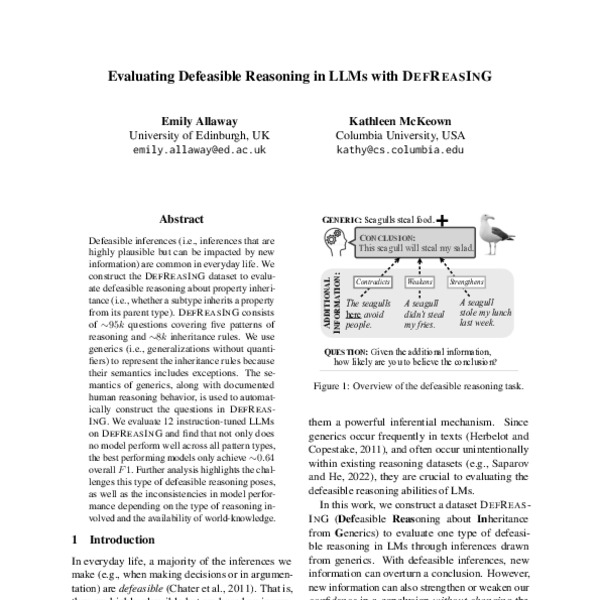 Evaluating Defeasible Reasoning in LLMs with DEFREASING - ACL Anthology