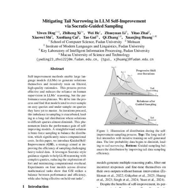 Mitigating Tail Narrowing in LLM Self-Improvement via Socratic-Guided Sampling - ACL Anthology