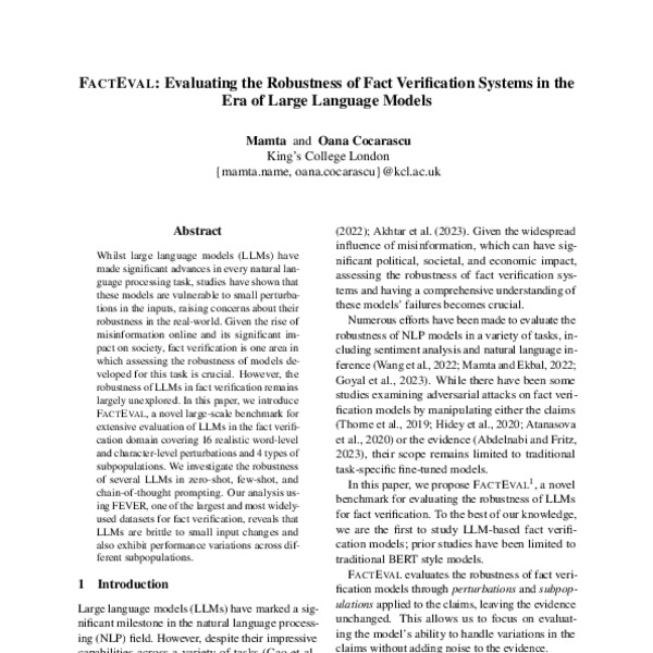 FactEval: Evaluating the Robustness of Fact Verification Systems in the Era of Large Language ...