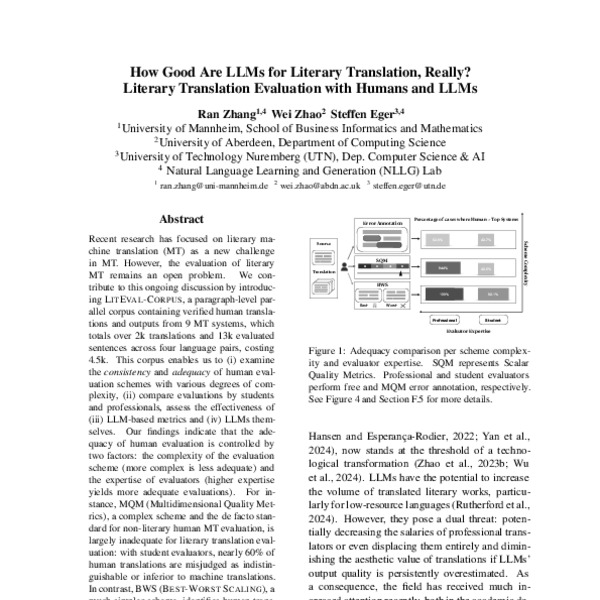 How Good Are LLMs for Literary Translation, Really? Literary Translation Evaluation with Humans ...