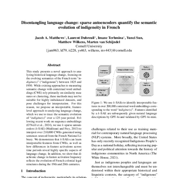 Disentangling language change: sparse autoencoders quantify the semantic evolution of ...