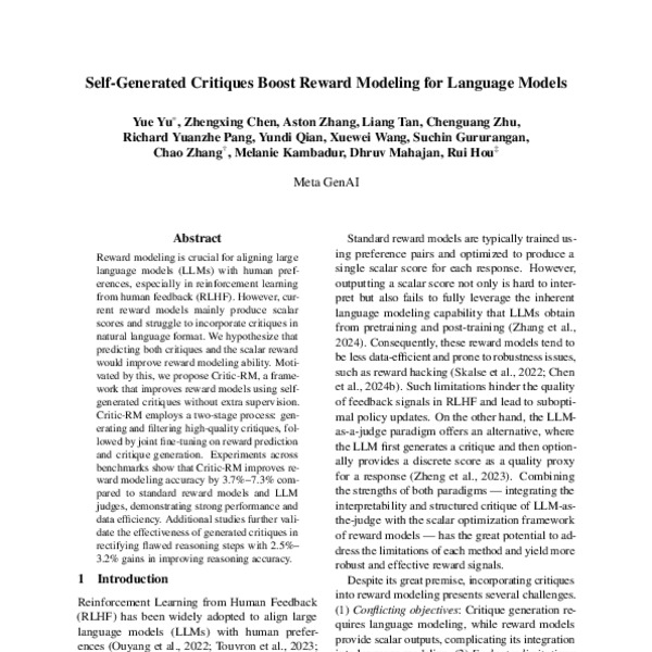 Self-Generated Critiques Boost Reward Modeling for Language Models - ACL Anthology