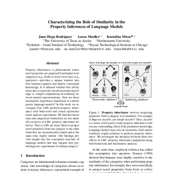 Characterizing the Role of Similarity in the Property Inferences of Language Models - ACL Anthology