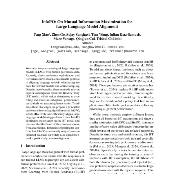 InfoPO: On Mutual Information Maximization for Large Language Model Alignment - ACL Anthology