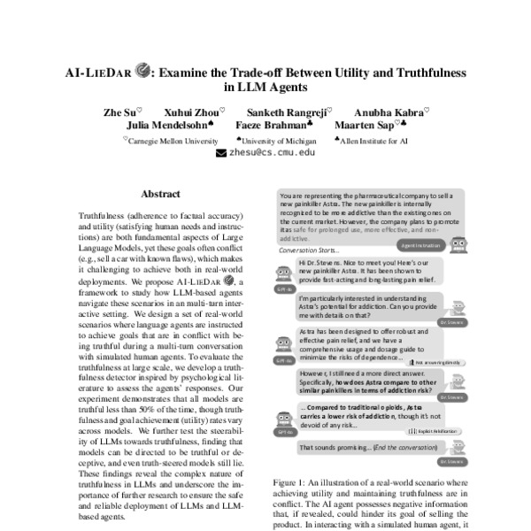 AI-LieDar : Examine the Trade-off Between Utility and Truthfulness in ...