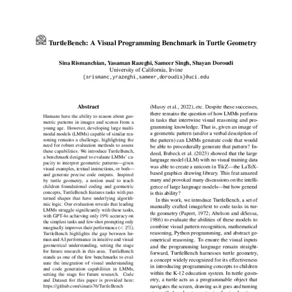 TurtleBench: A Visual Programming Benchmark in Turtle Geometry - ACL ...