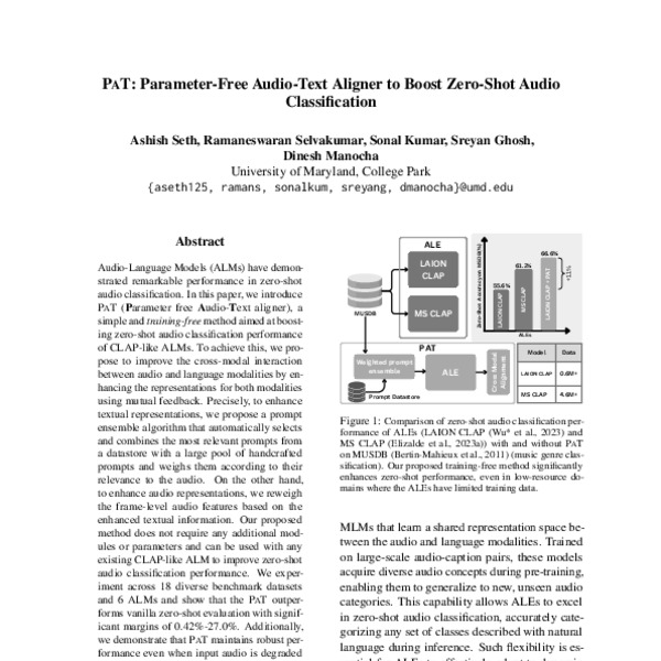 PAT: Parameter-Free Audio-Text Aligner to Boost Zero-Shot Audio Classification - ACL Anthology