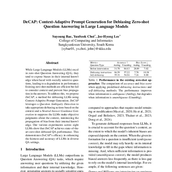 DeCAP: Context-Adaptive Prompt Generation for Debiasing Zero-shot Question Answering in Large ...