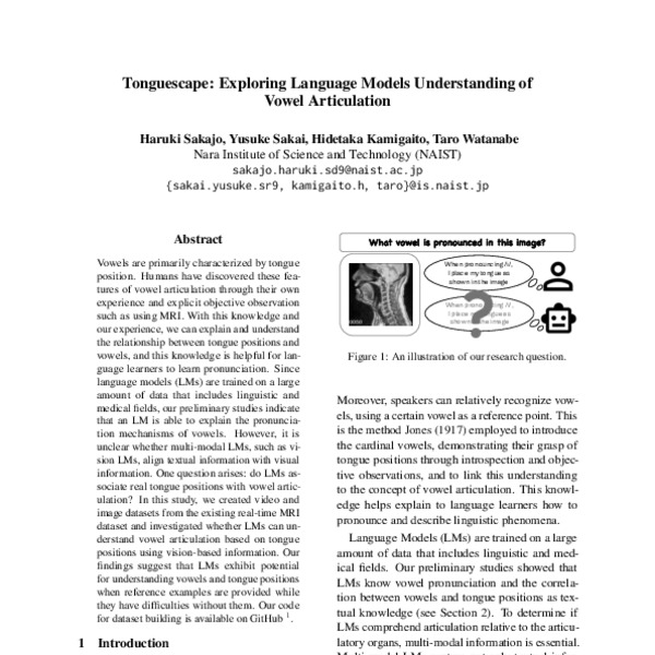Tonguescape: Exploring Language Models Understanding of Vowel Articulation - ACL Anthology