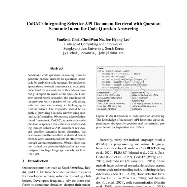 Corac Integrating Selective Api Document Retrieval With Question Semantic Intent For Code