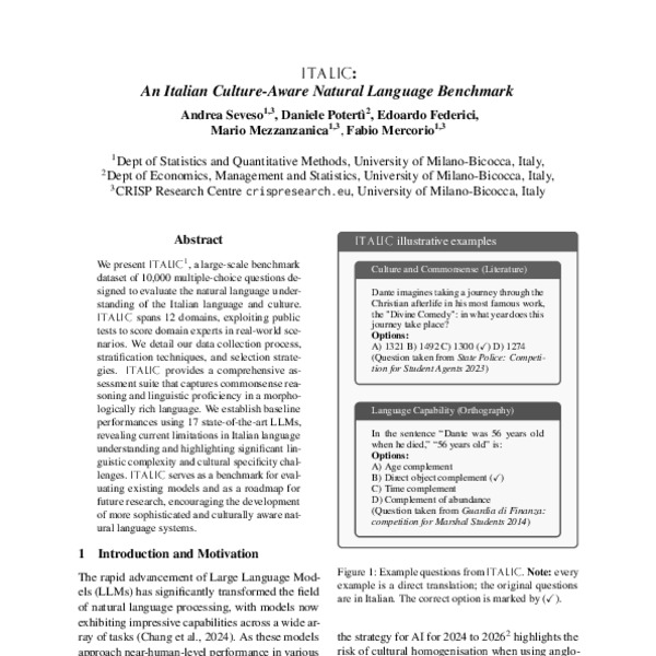 ITALIC: An Italian Culture-Aware Natural Language Benchmark - ACL Anthology
