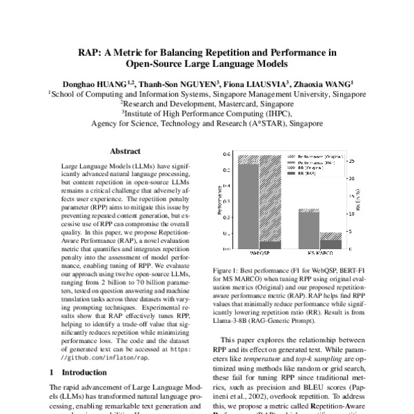 RAP: A Metric for Balancing Repetition and Performance in Open-Source ...