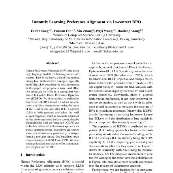 Instantly Learning Preference Alignment Via In Context Dpo Acl Anthology