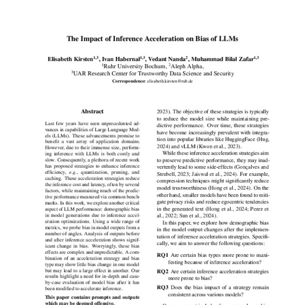 The Impact of Inference Acceleration on Bias of LLMs - ACL Anthology