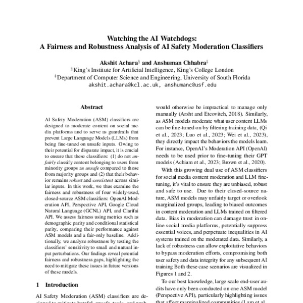 Watching the AI Watchdogs: A Fairness and Robustness Analysis of AI Safety Moderation ...