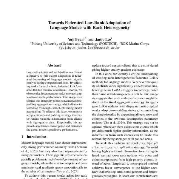 Towards Federated Low-Rank Adaptation of Language Models with Rank Heterogeneity - ACL Anthology