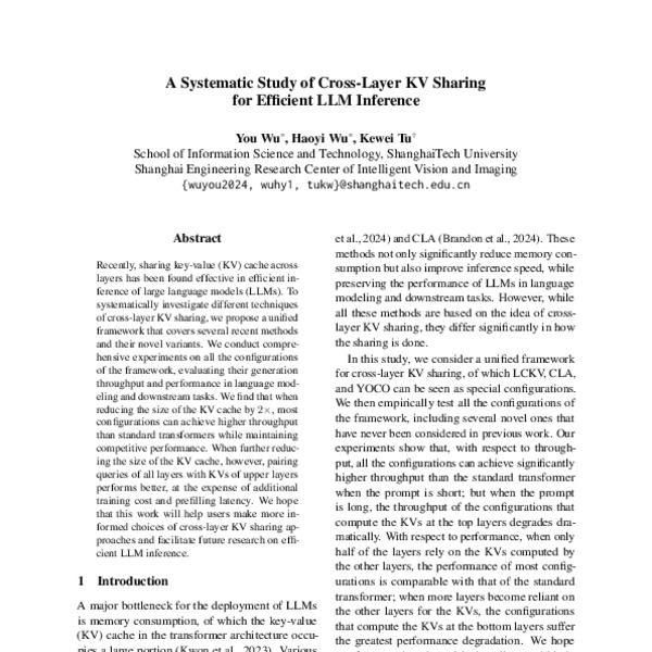 A Systematic Study of Cross-Layer KV Sharing for Efficient LLM Inference - ACL Anthology
