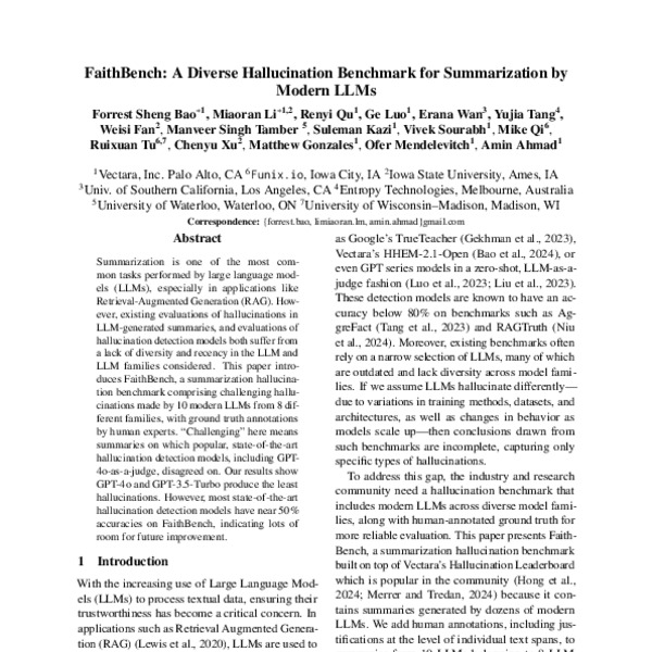 FaithBench: A Diverse Hallucination Benchmark for Summarization by Modern LLMs - ACL Anthology