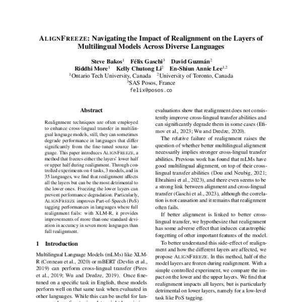 AlignFreeze: Navigating the Impact of Realignment on the Layers of Multilingual Models Across ...
