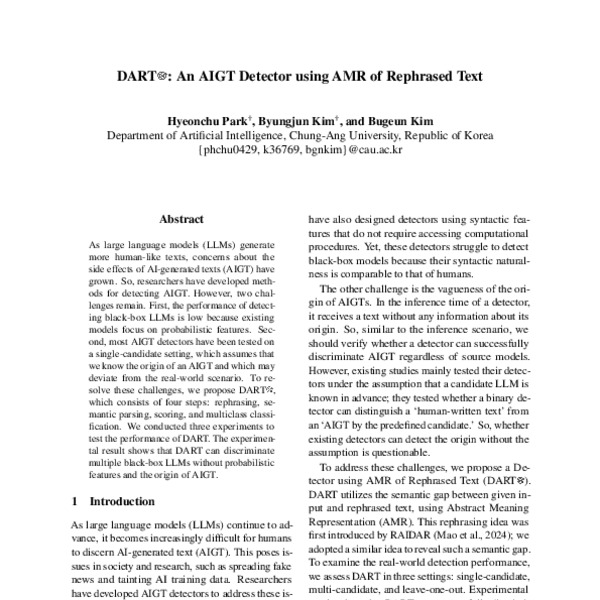 DART: An AIGT Detector using AMR of Rephrased Text - ACL Anthology