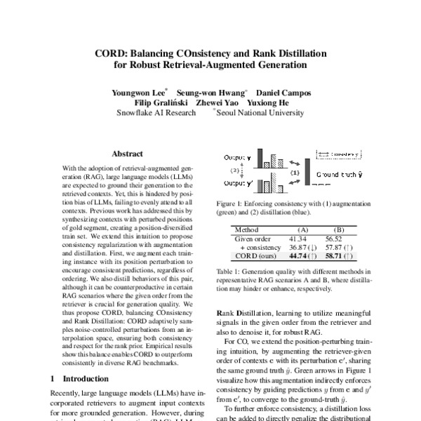 CORD: Balancing COnsistency and Rank Distillation for Robust Retrieval-Augmented Generation ...